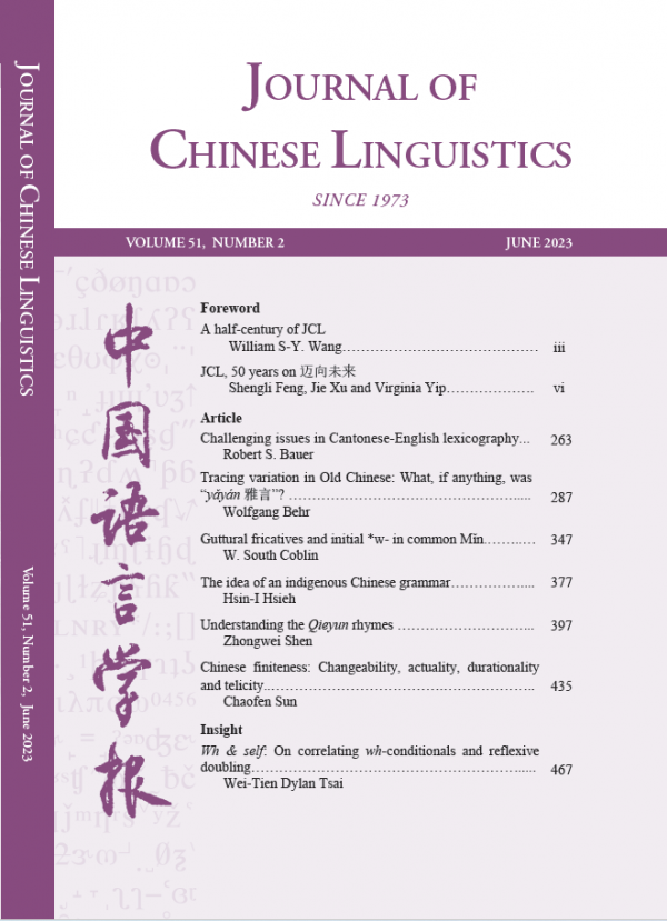 JCL_Homepage - Journal of Chinese LInguistics